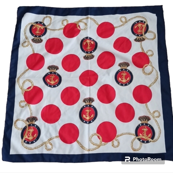 Source Unknown | Accessories | Vintage Printed Scarf Square Nautical ...